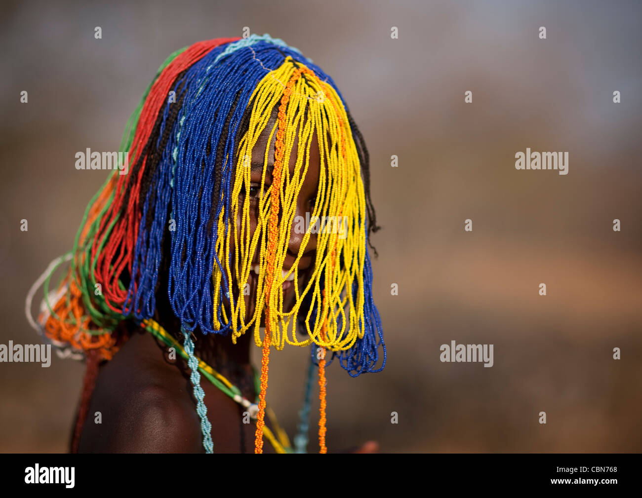 Mudimba Girl With A Beaded Wig Called Misses Ena, Village Of Combelo ...