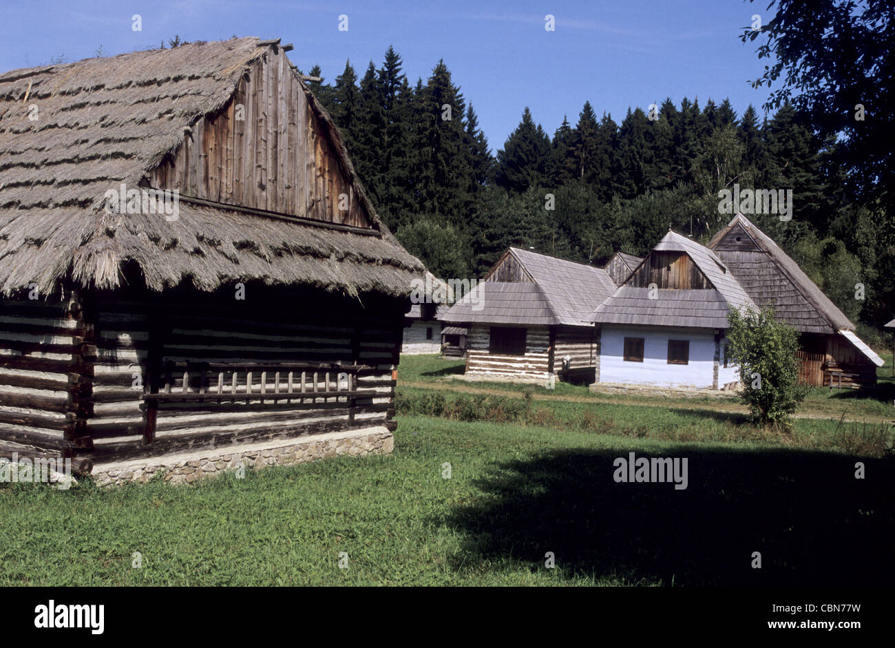 Traditional architecture displayed at the Open air Museum of Slovak ...