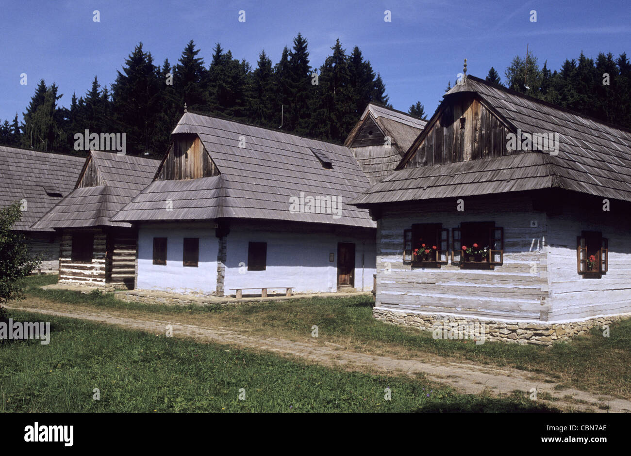 Traditional architecture displayed at the Open air Museum of Slovak ...