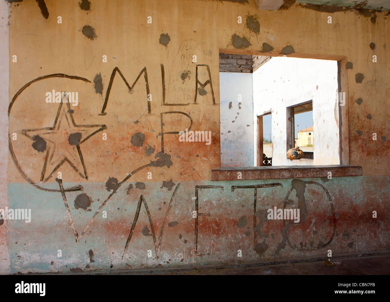 Ruins Of The Village Of Chitado After The Civil War, Angola Stock Photo ...