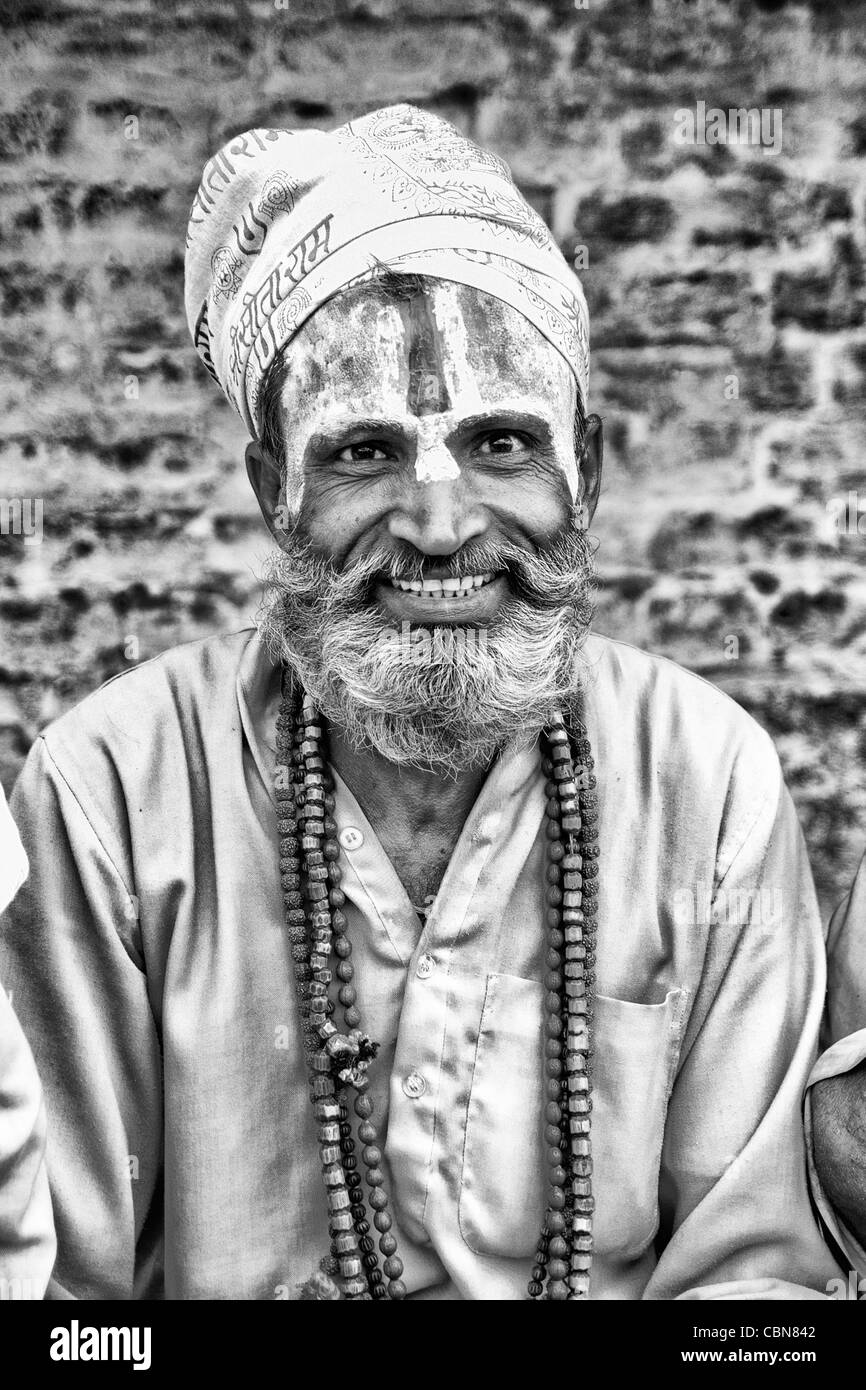 Kathmandu Nepal religious man who is a character painted in costume ...