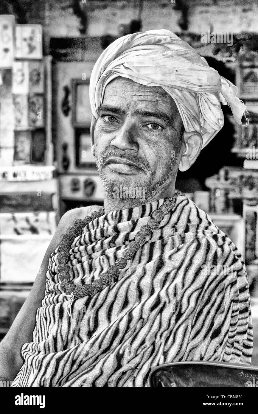 Native man in colorful dress in Bhaktapur town near Kathmandu Nepal ...