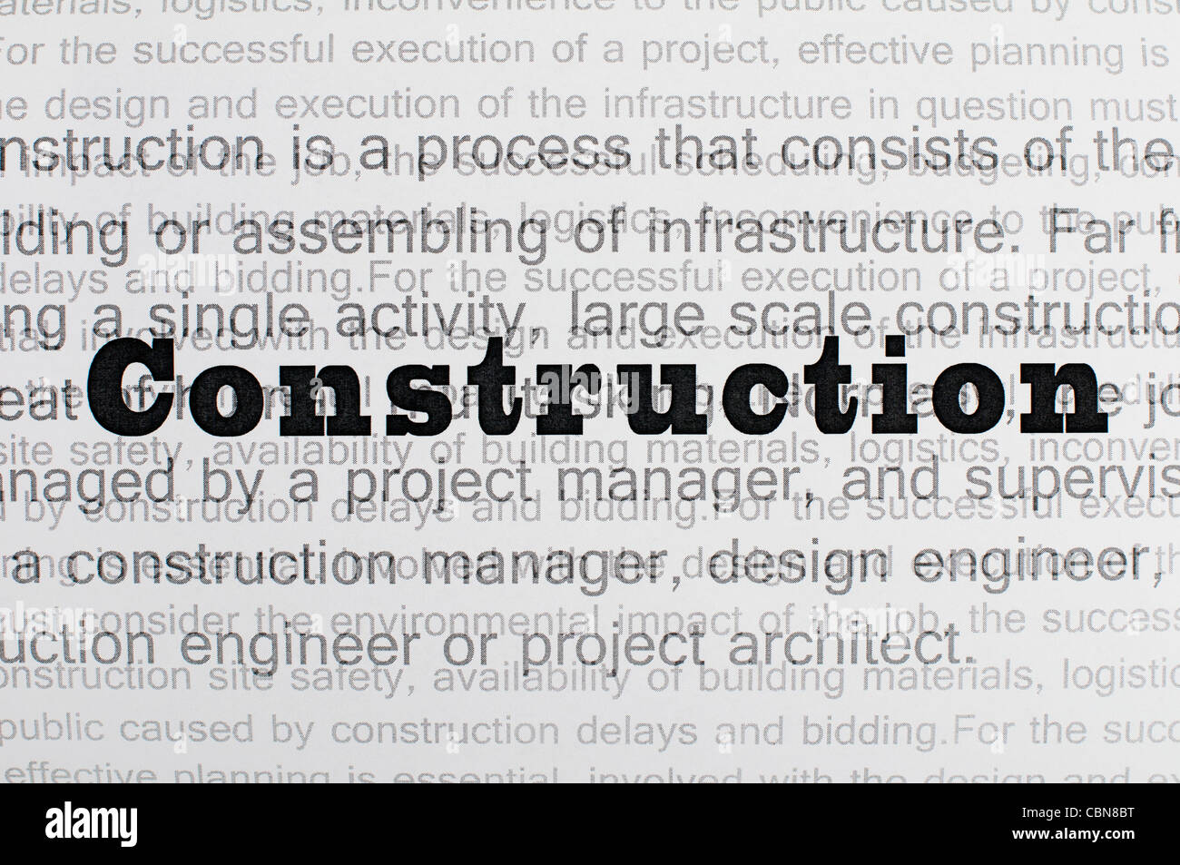 Construction conception. Texts construction Stock Photo - Alamy