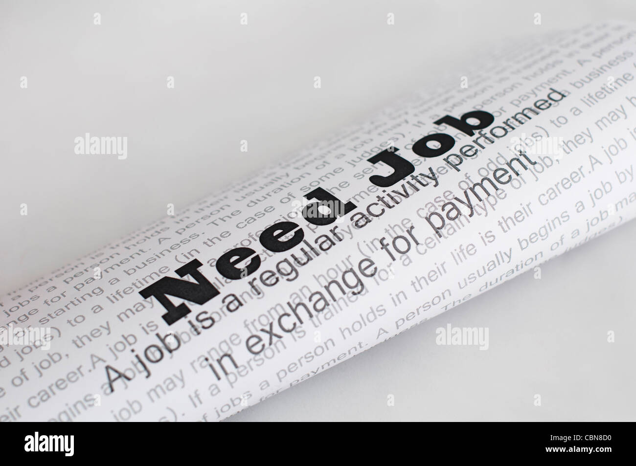 Need Job conception.Text Need Job written on paper Stock Photo - Alamy
