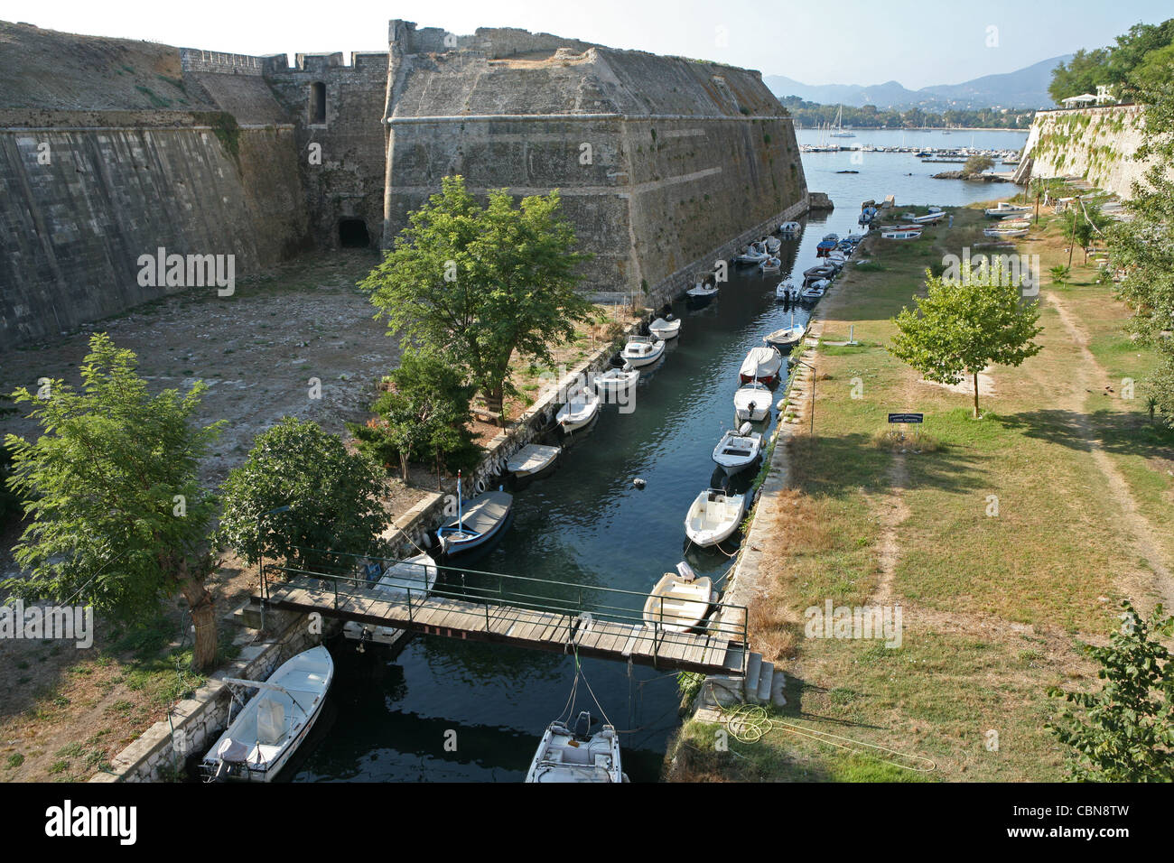 Contra Fossa channel by the old fortress Corfu town Kerkyra Greece ...
