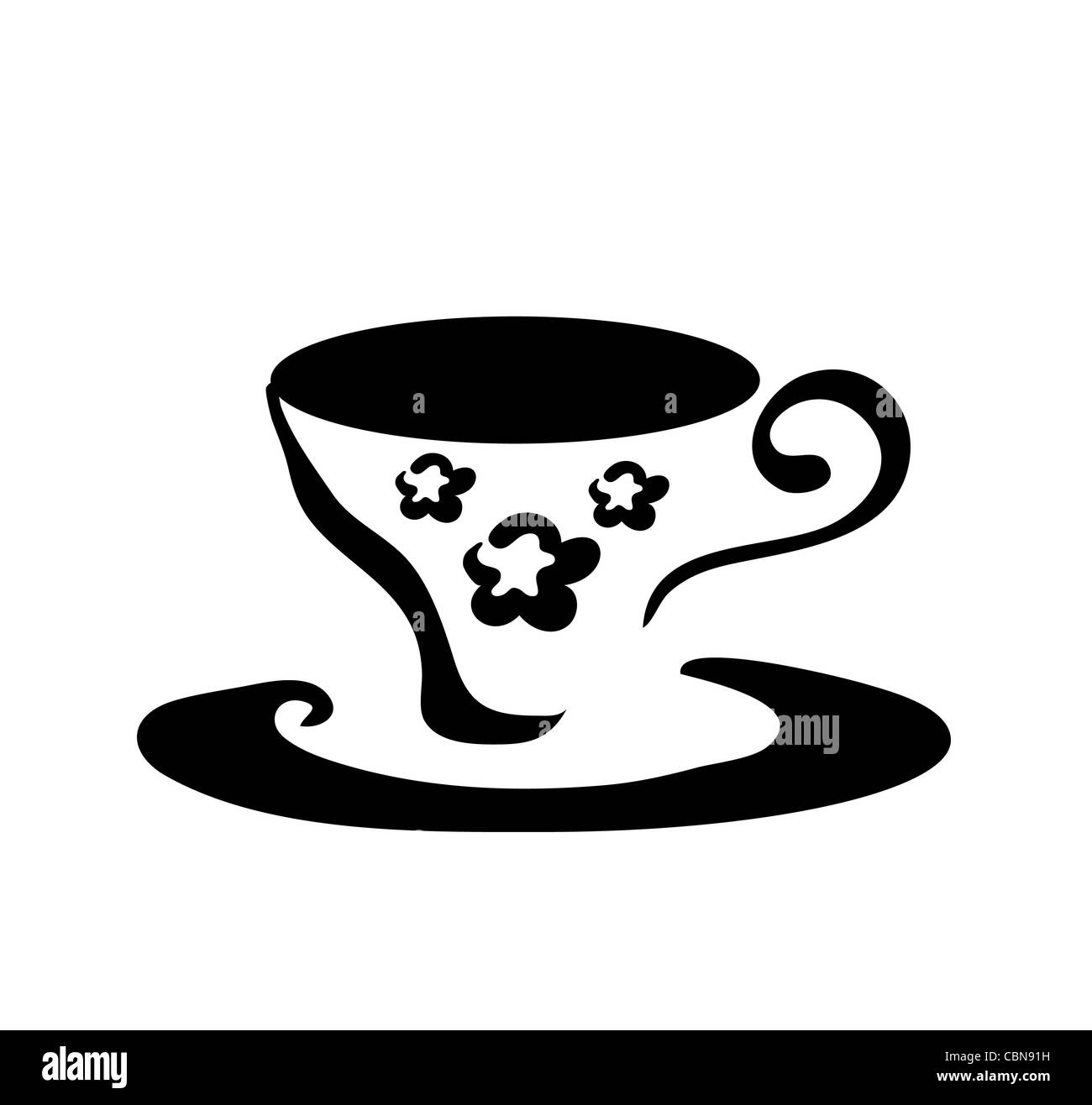 Cup of tea or coffee high contrast illustration stylized Stock Photo ...