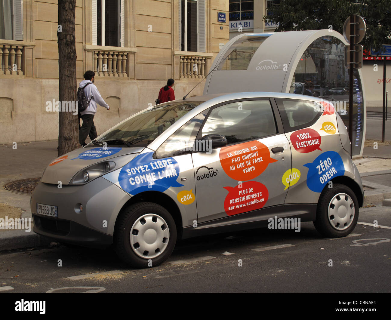 Autolib,electric car recharge at the base in the street,Paris,France ...