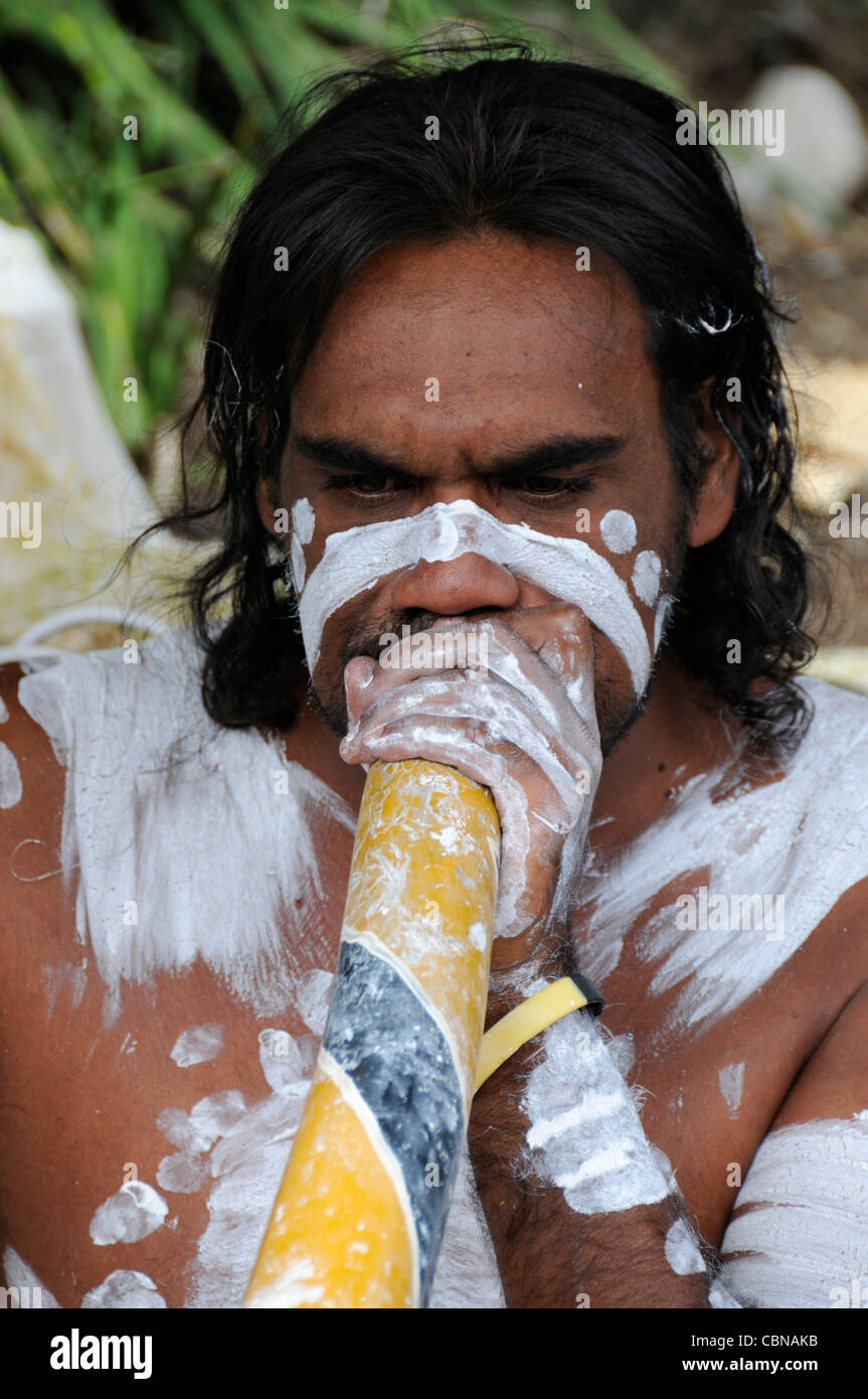 Aboriginal Man Playing A Didgeridoo High Resolution Stock Photography ...