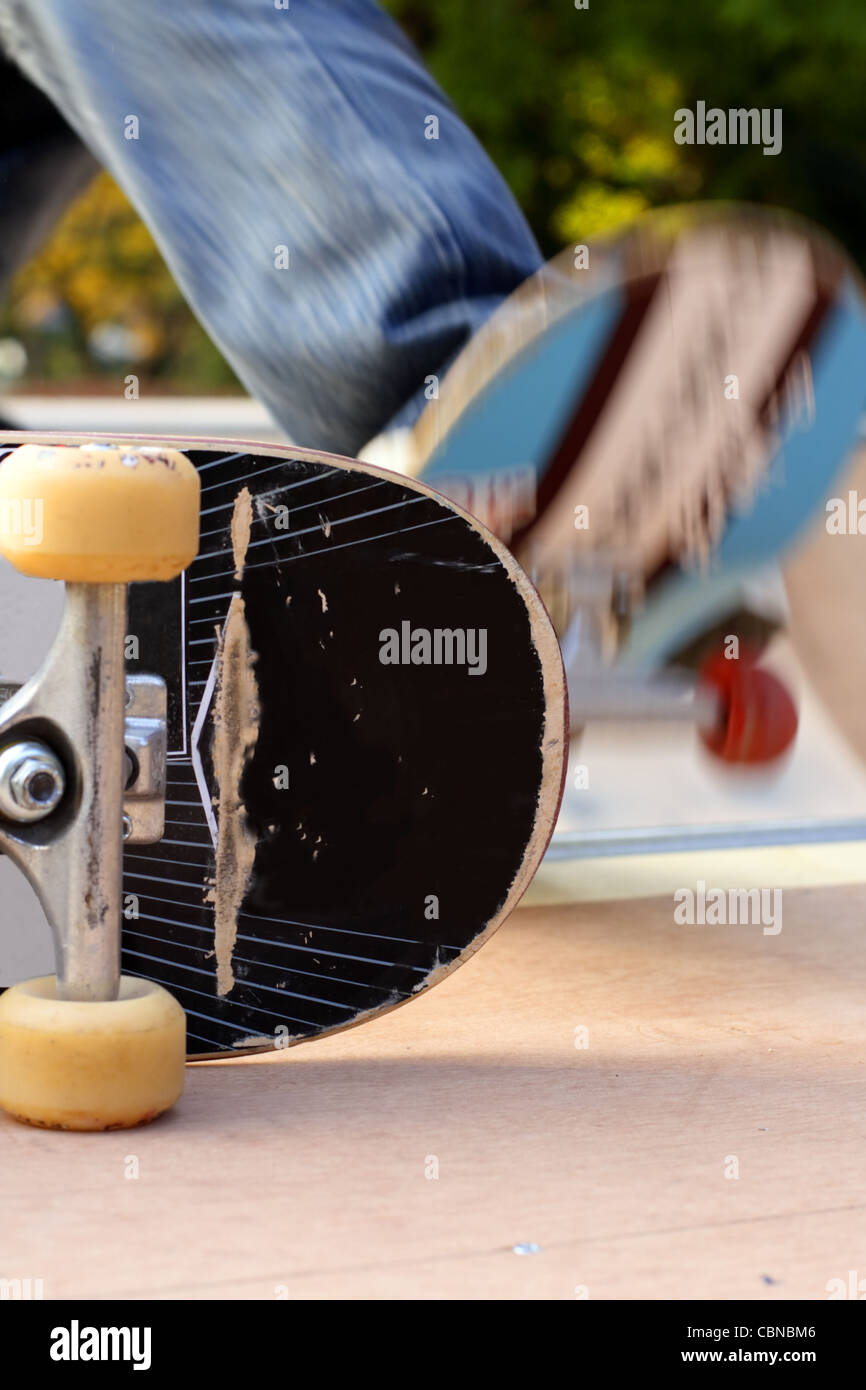 Interesting detail of a skateboard show.Selective focus on the static ...