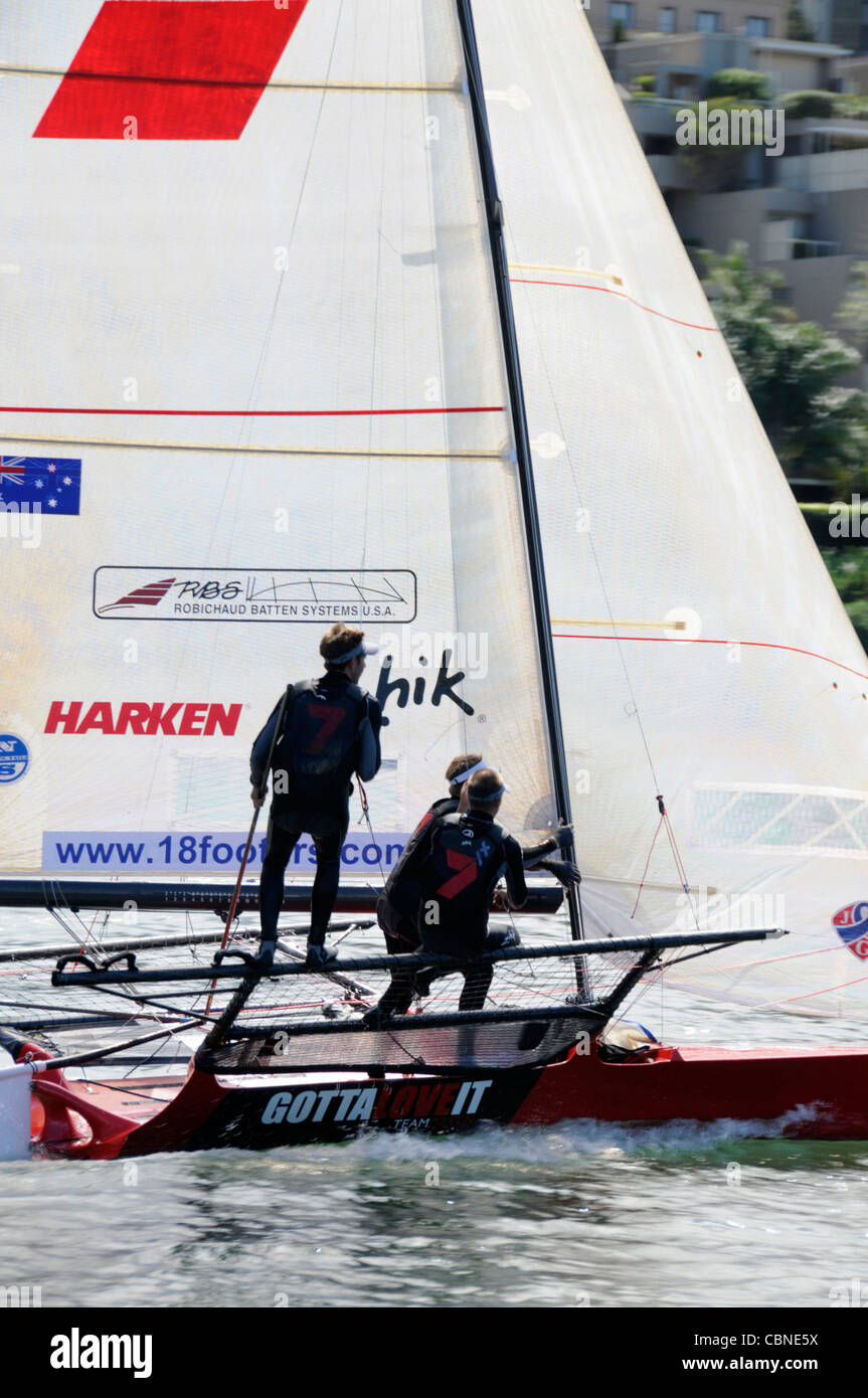 An Australian sport, '18 footers' Skiff racing taking part in a race in ...