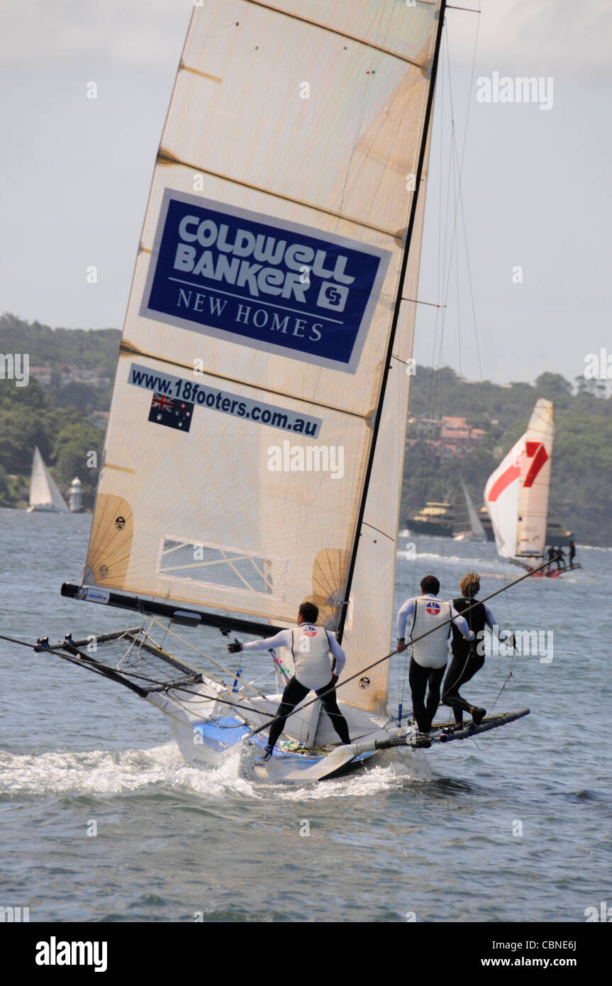 An Australian sport, '18 footers' Skiff racing taking part in a race in ...