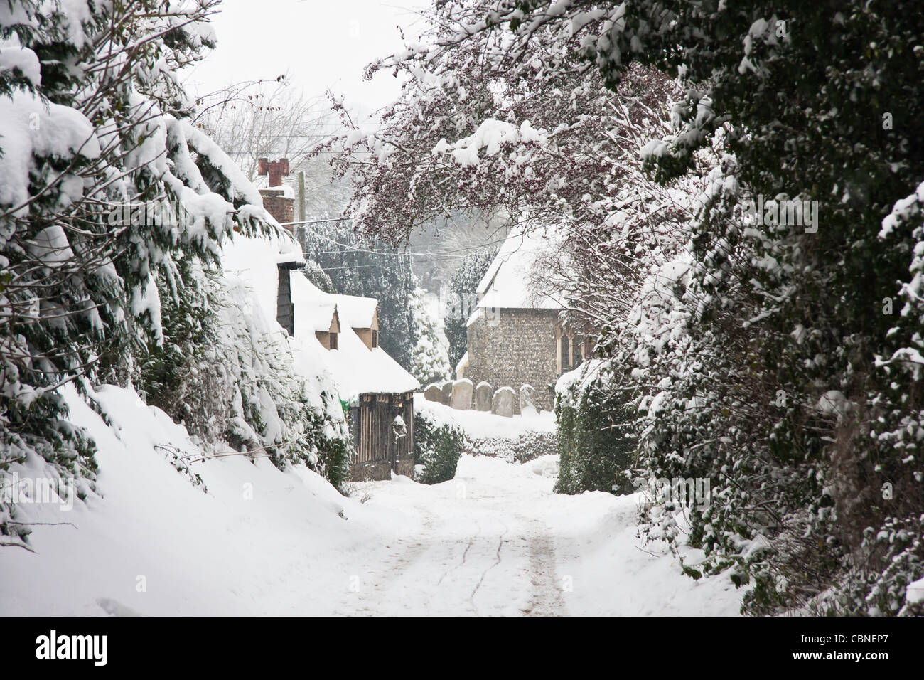 Snow scene of Kent Stock Photo - Alamy