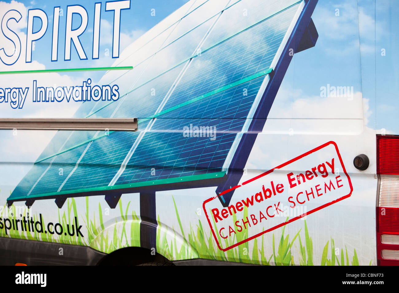 A solar panel company van Stock Photo - Alamy