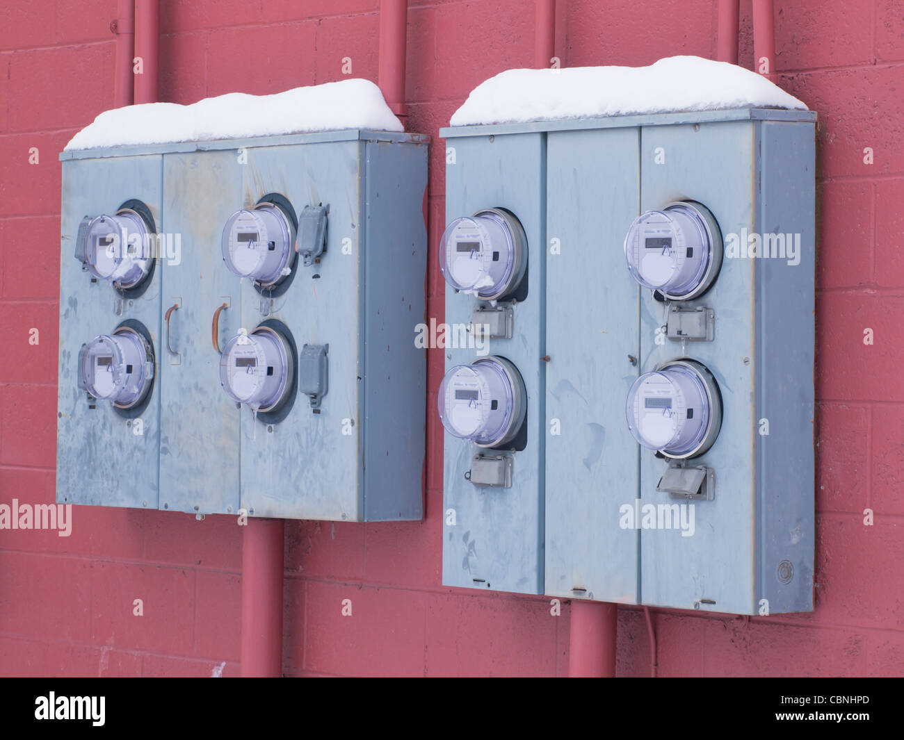 A panel of electric power meters Stock Photo - Alamy