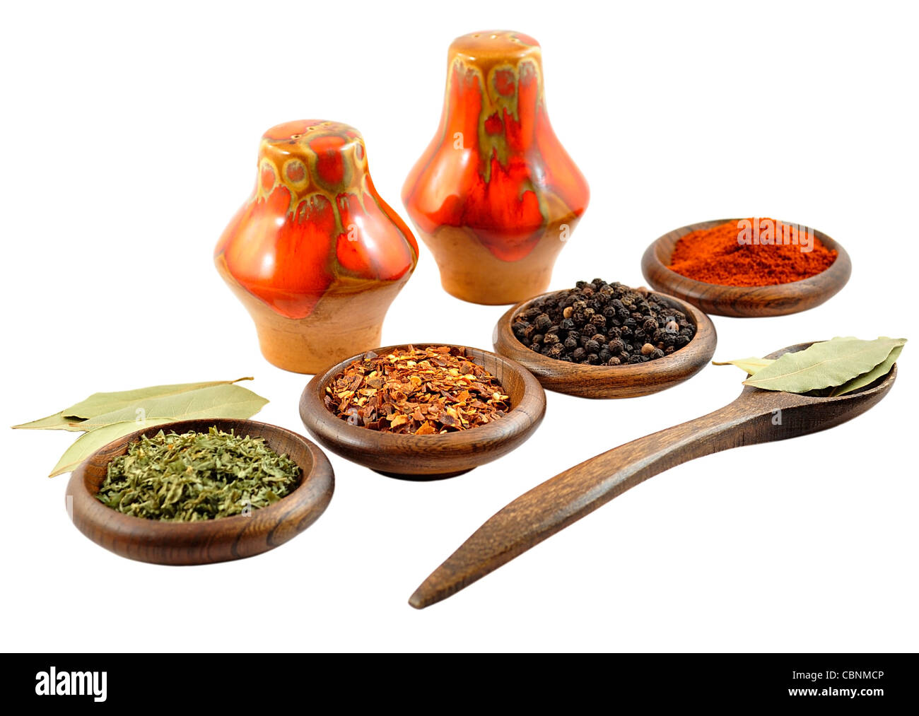 arangement of spices on a white background Stock Photo - Alamy