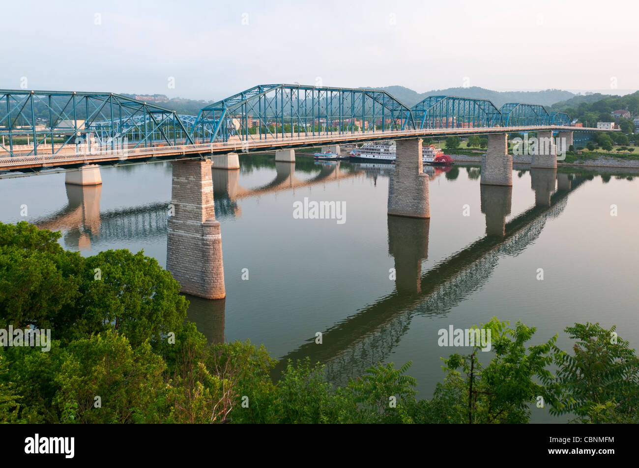 Tennessee, Chattanooga, Walnut Street Bridge over Tennessee River ...