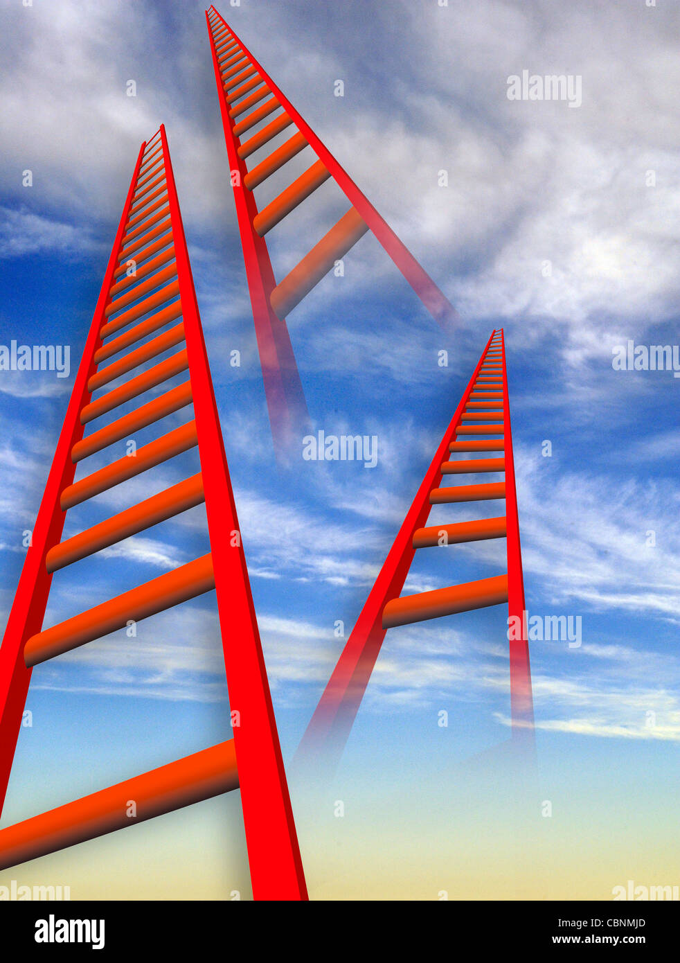 Red Sky Ladder Stock Photo - Alamy