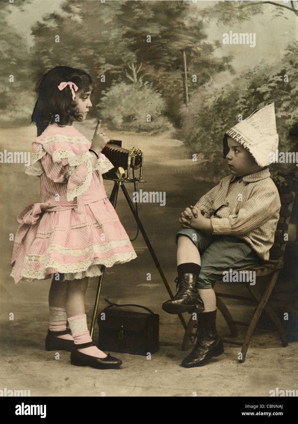 Little Girl Photographer Admonishes Subject Stock Photo - Alamy