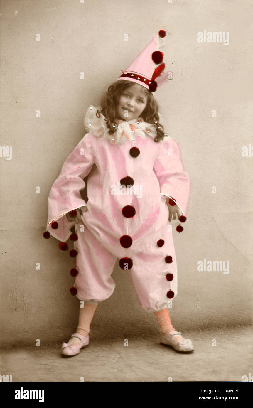 Little Girl Wearing Pink Clown Suit Stock Photo - Alamy