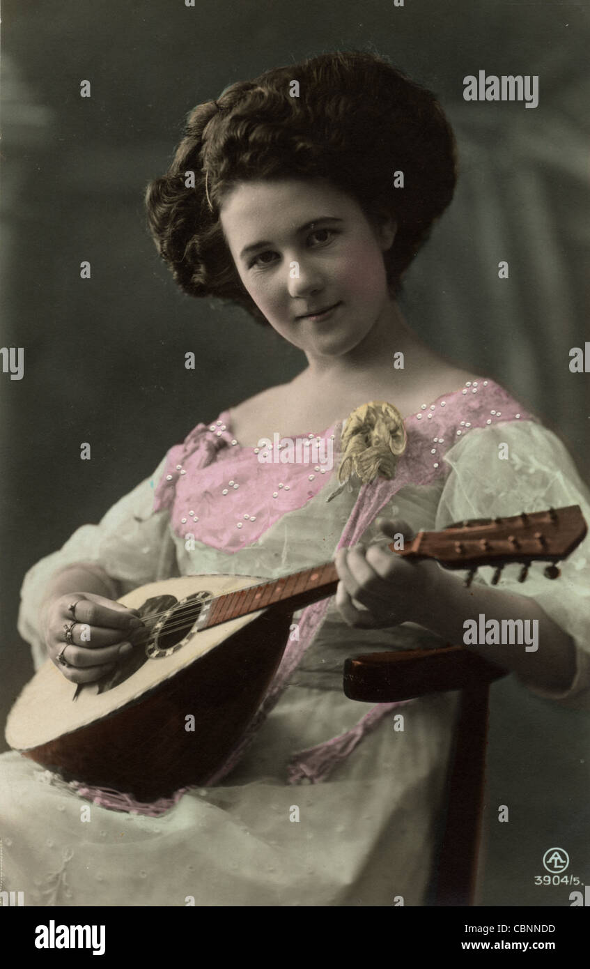 Pretty Girl Playing Mandolin Stock Photo - Alamy
