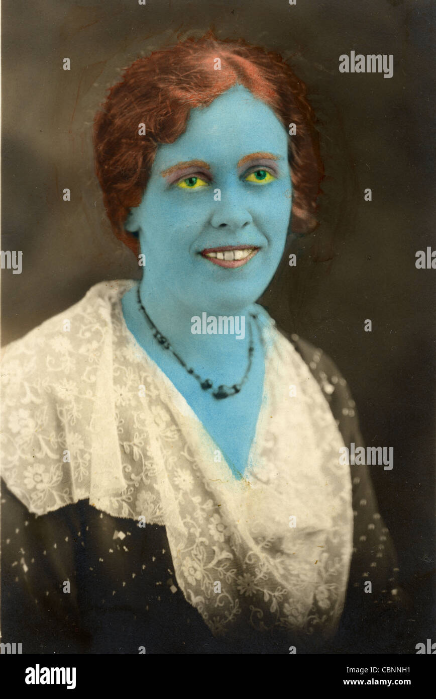 Ghastly Blue Woman in Elegant Dress Stock Photo - Alamy