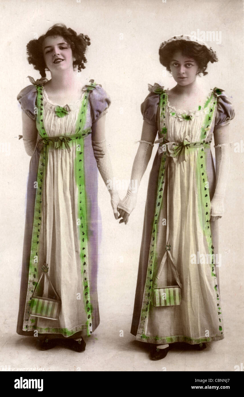 Mabel Green & Adrienne Augarde in Matching Ensembles Stock Photo - Alamy