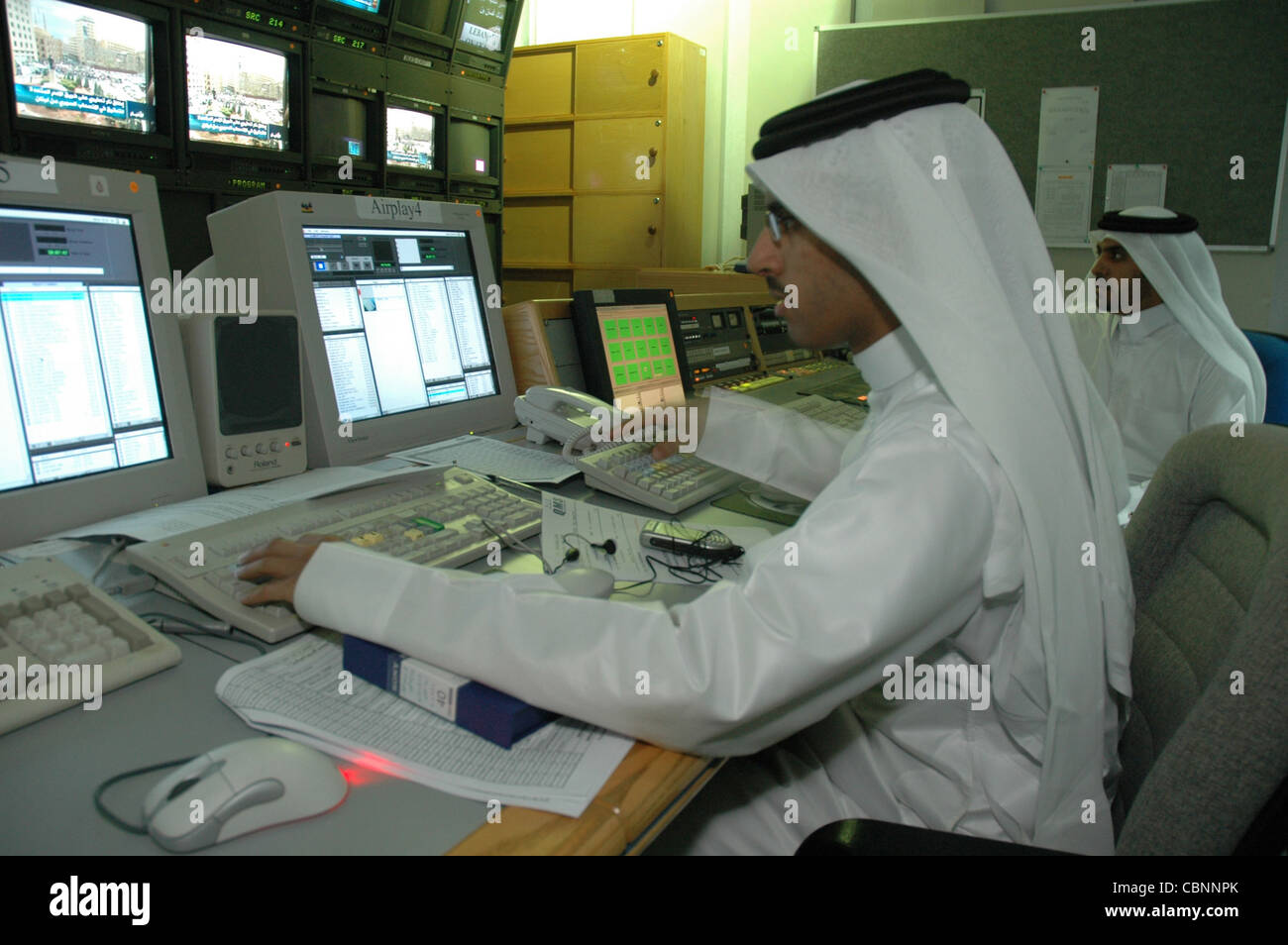 The Master Control Room at the Al Jazeera Satellite Channel, where all ...