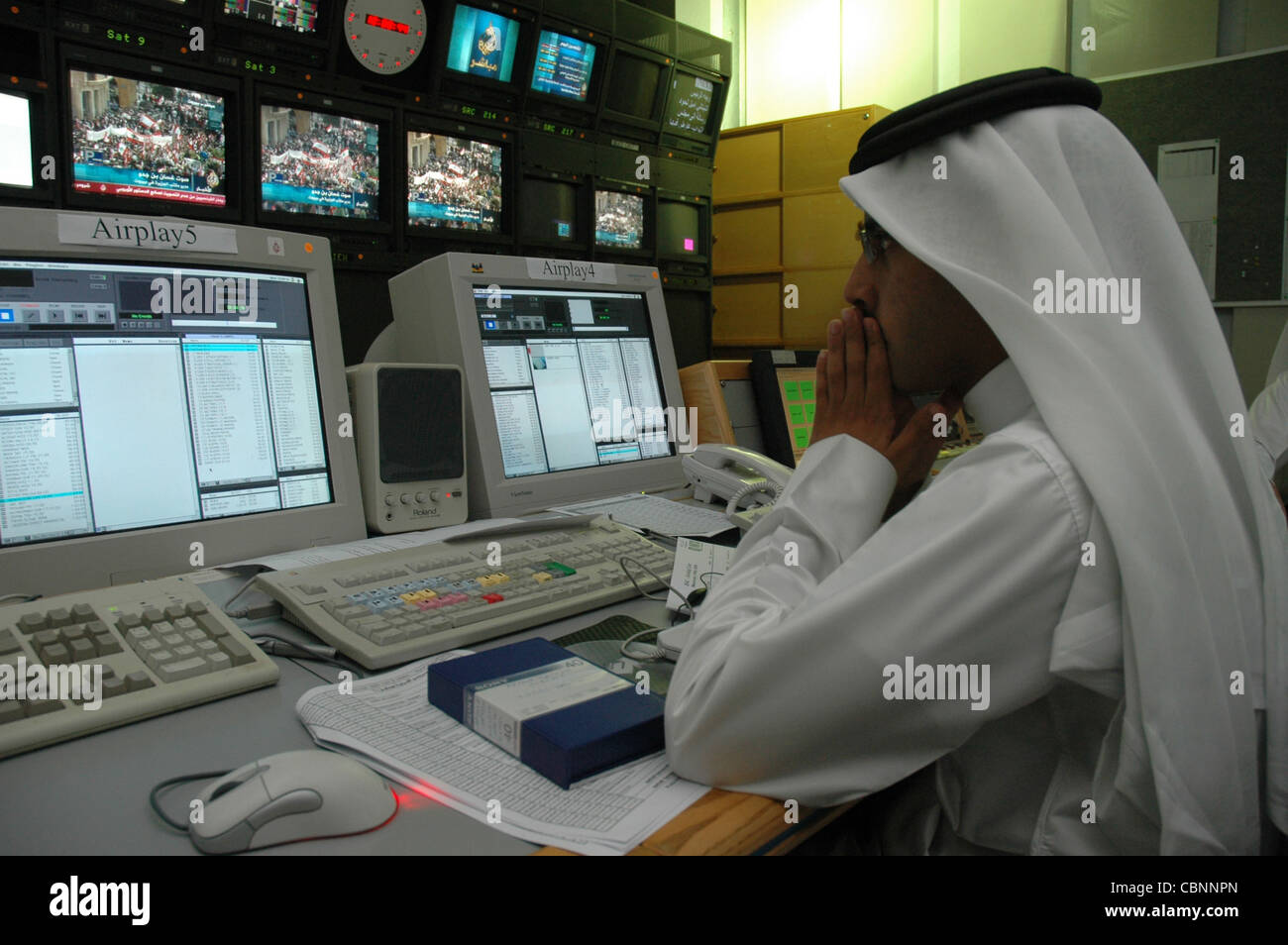 The Master Control Room at the Al Jazeera Satellite Channel, where all ...
