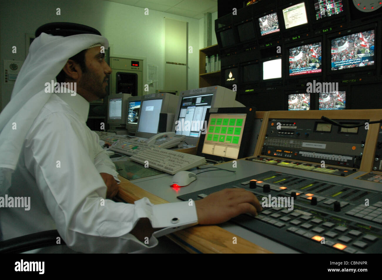 The Master Control Room at the Al Jazeera Satellite Channel, where all ...
