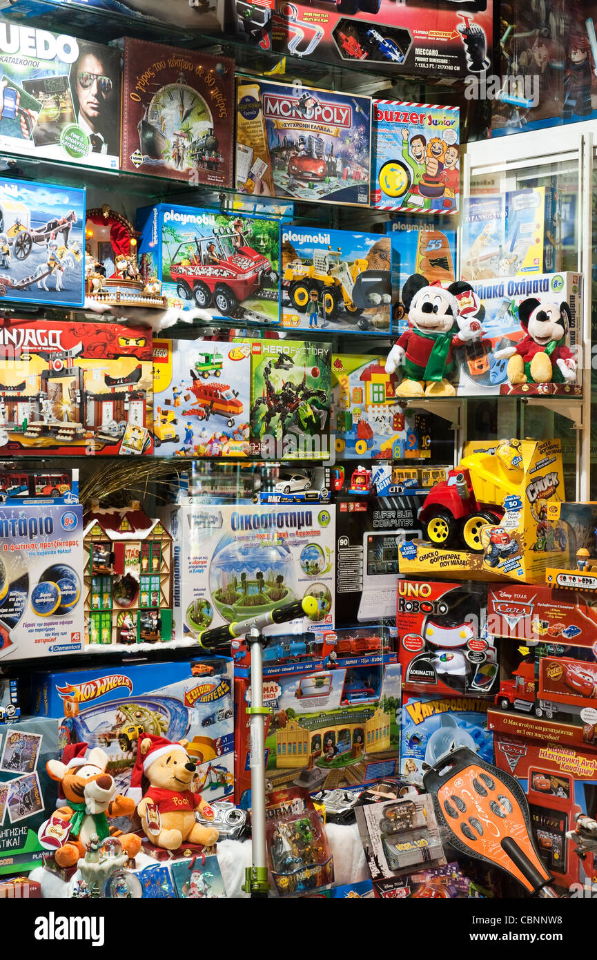 Greek toy shop window display Stock Photo - Alamy