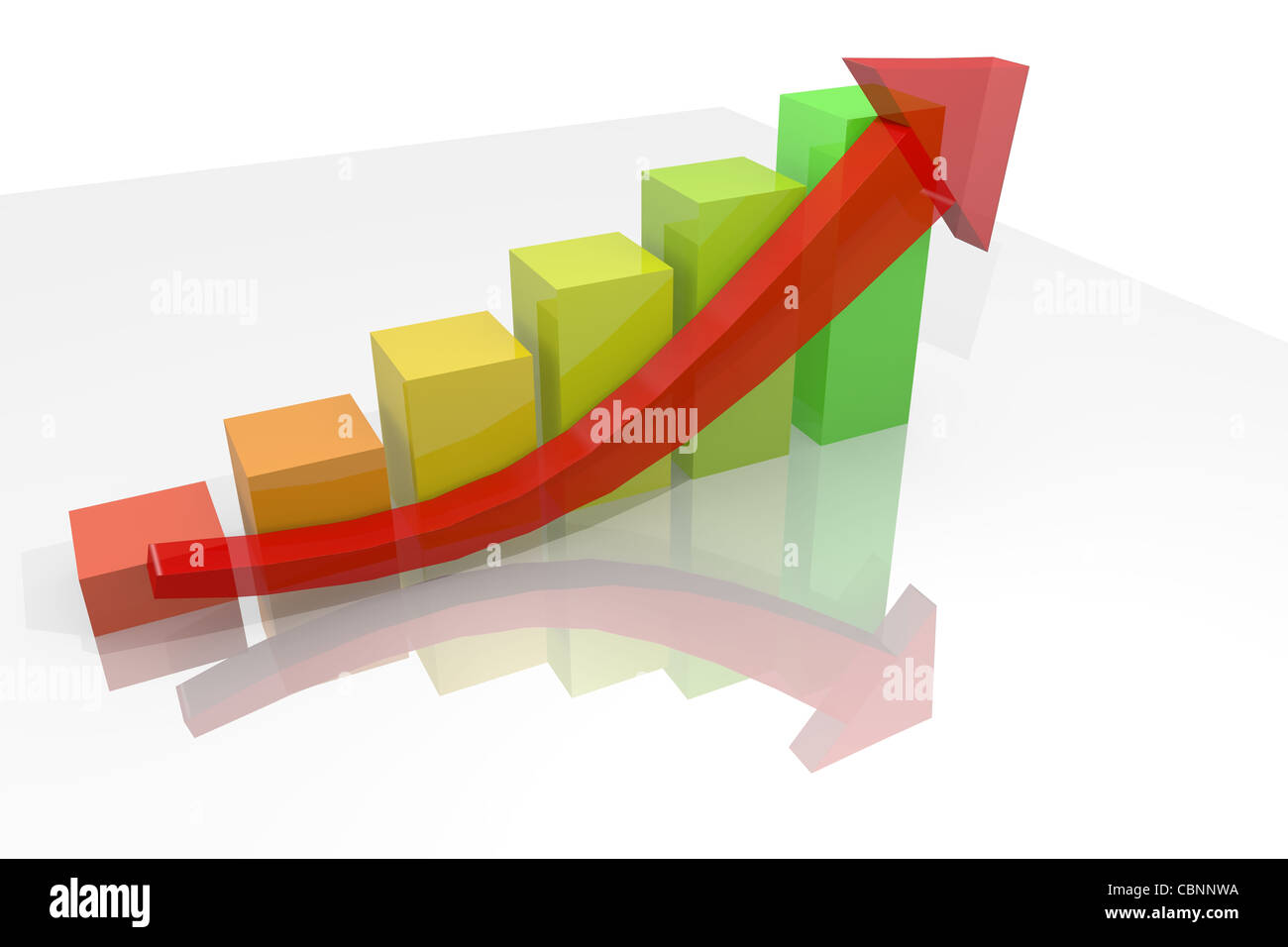 growth bar chart with arrow Stock Photo - Alamy