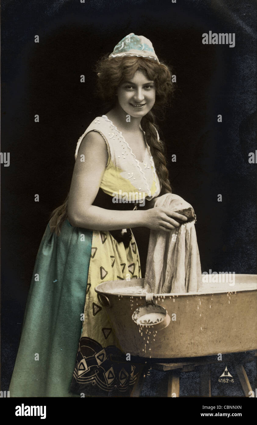 European Peasant Washer Woman Stock Photo - Alamy