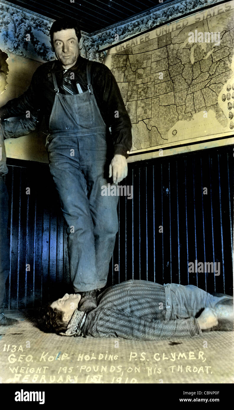 One Man Standing on Another Man's Throat Stock Photo - Alamy