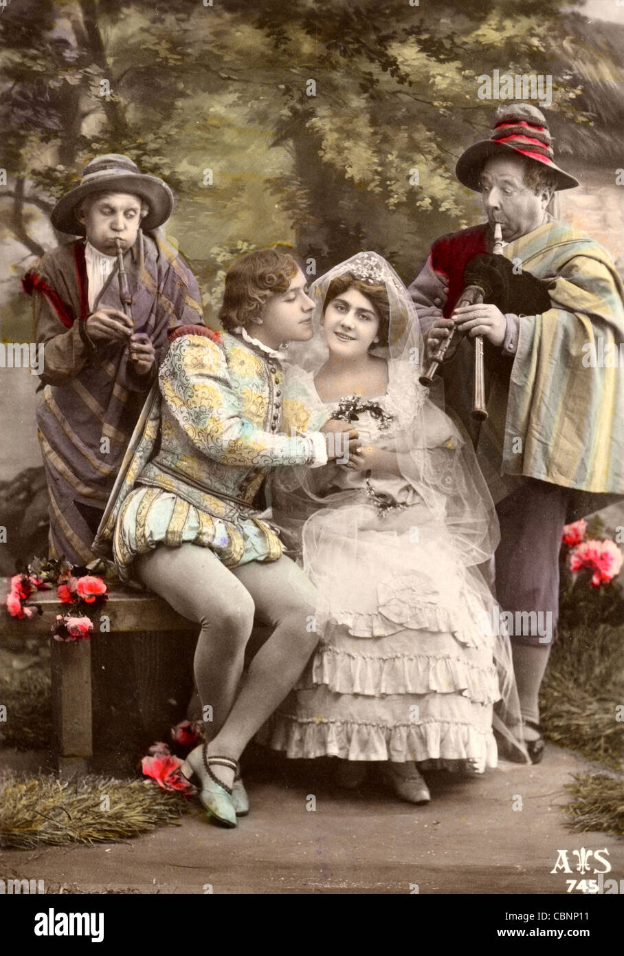 Bride & Groom Serenaded by Wandering Musicians Stock Photo - Alamy