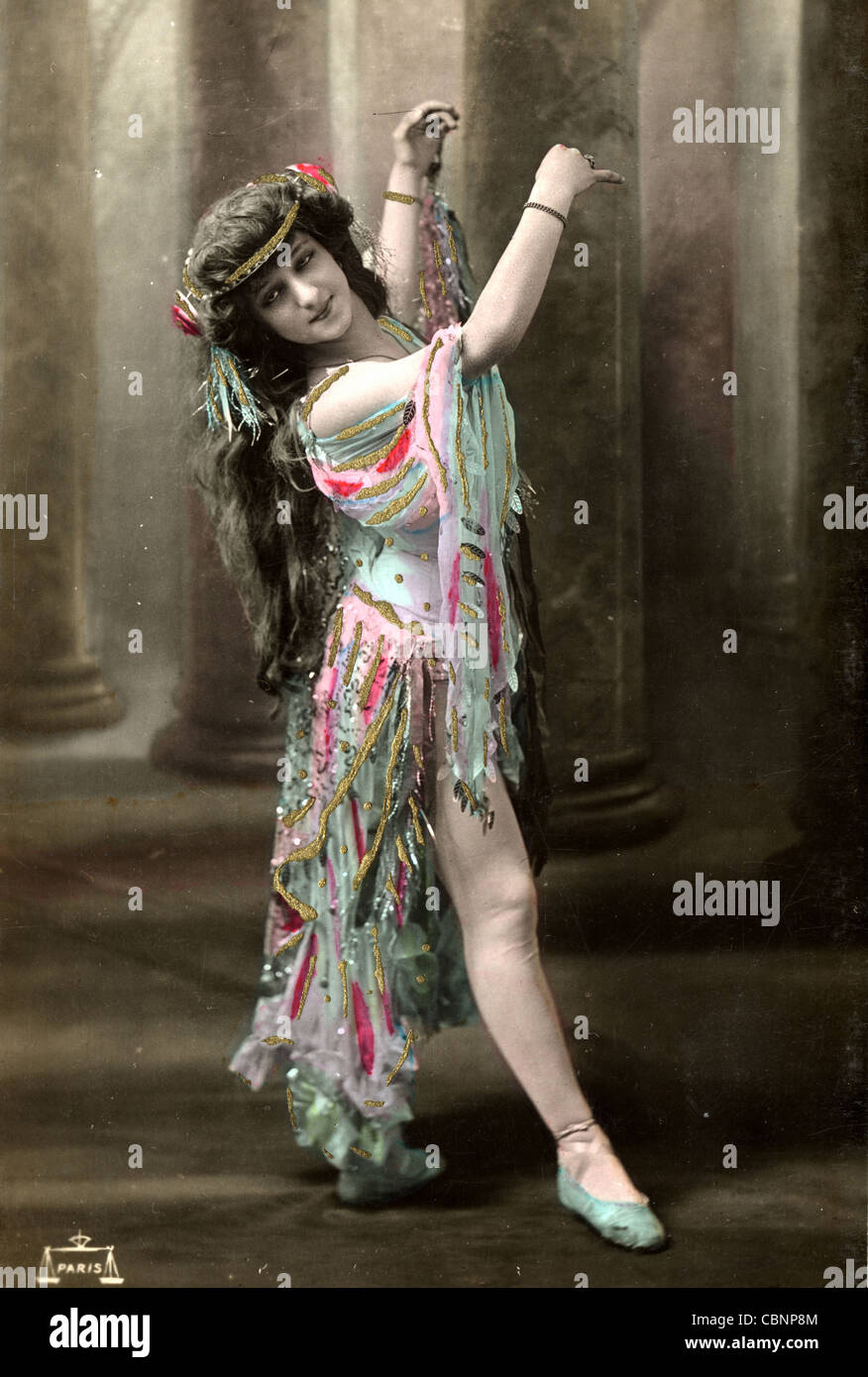 Beautiful Long Hair Dancer in Exuberant Costume Stock Photo - Alamy