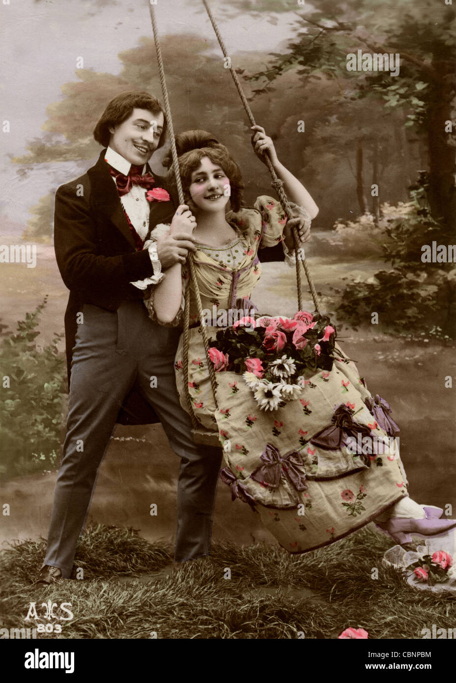 Early 19th Century Upper Class Couple Swinging Stock Photo - Alamy
