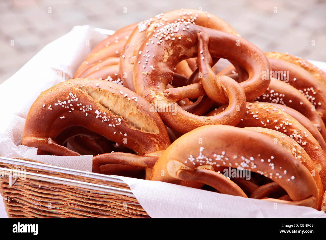 Close up of a tray with many pretzels Stock Photo - Alamy