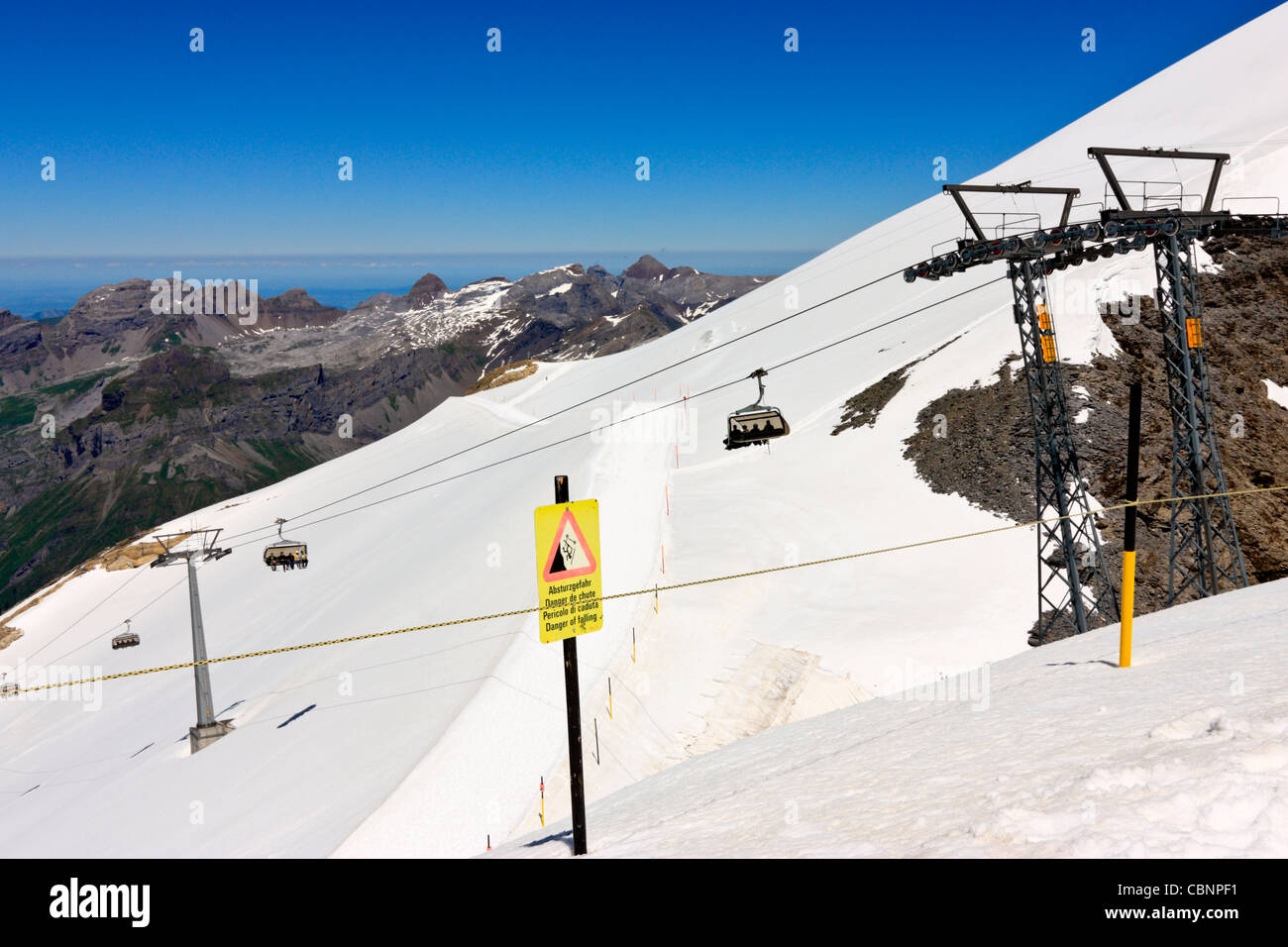 The Ice Flyer Chair Lift on Mount Titlis, Swiss Alps Stock Photo - Alamy