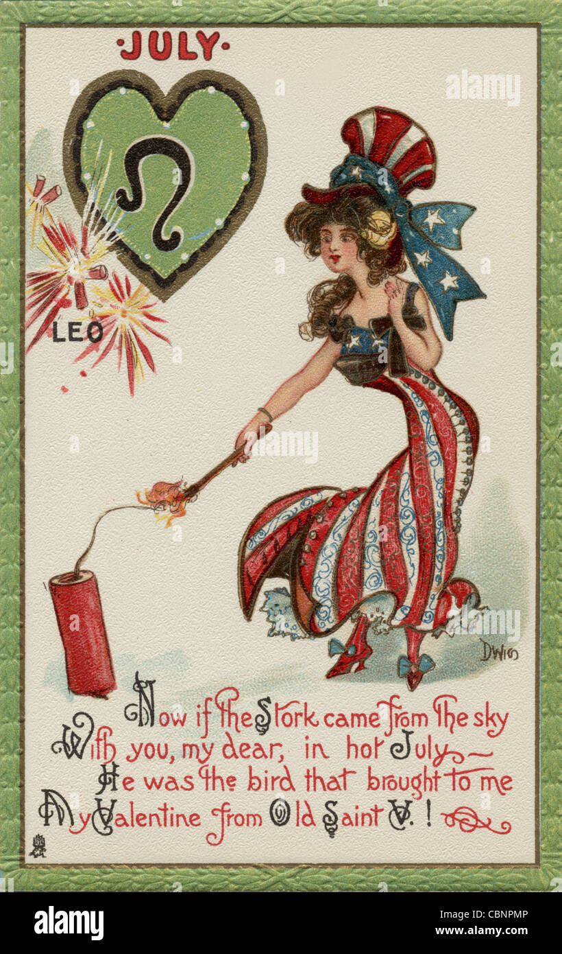 July Leo Zodiac Birthday Greetings Stock Photo - Alamy