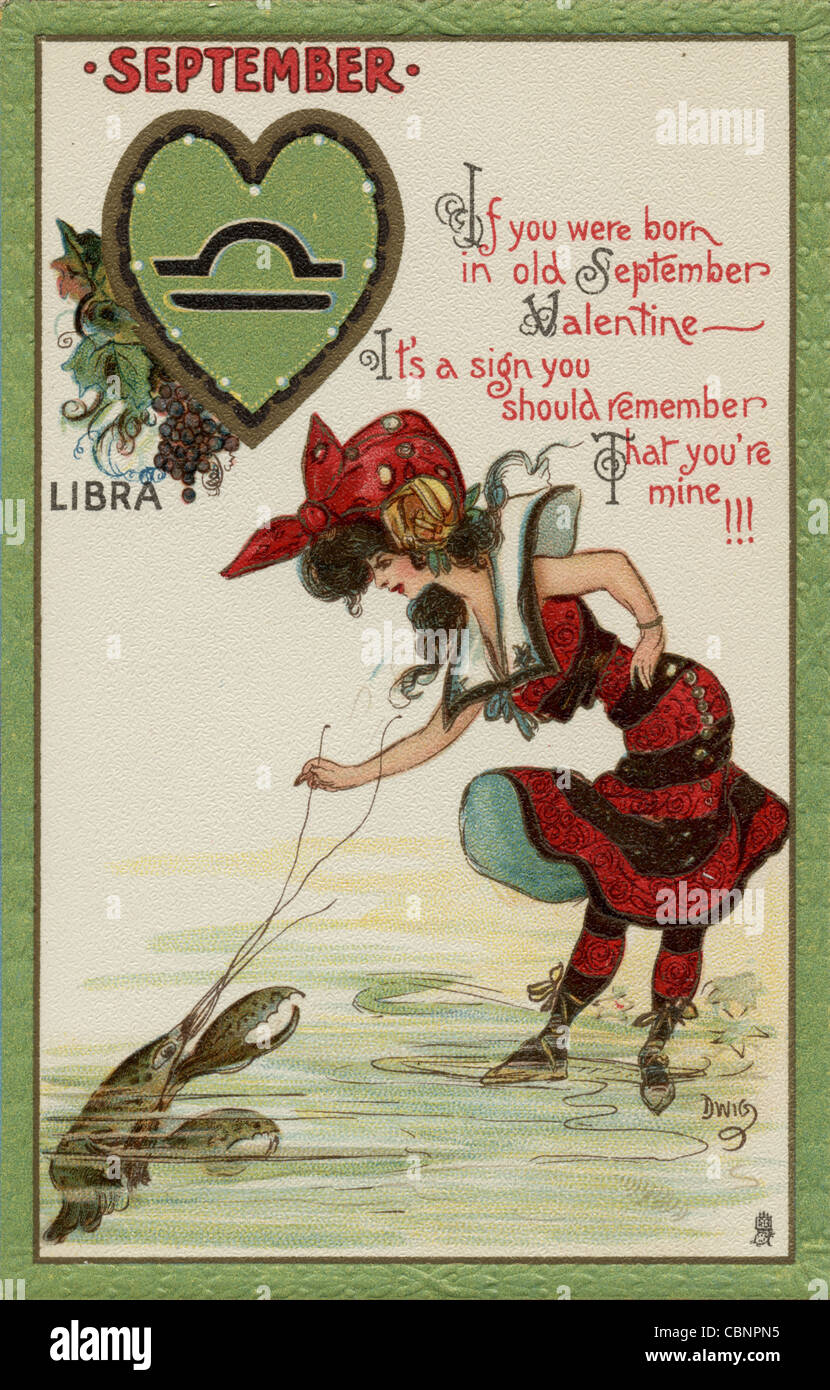 September Libra Zodiac Birthday Greetings Stock Photo - Alamy