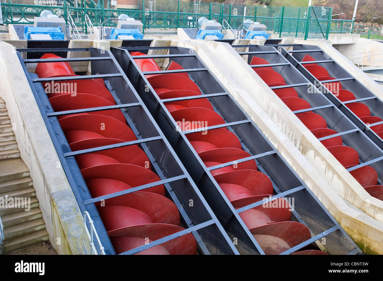 An archimedes screw hydro generator on the Tees barrage in Stockton on ...