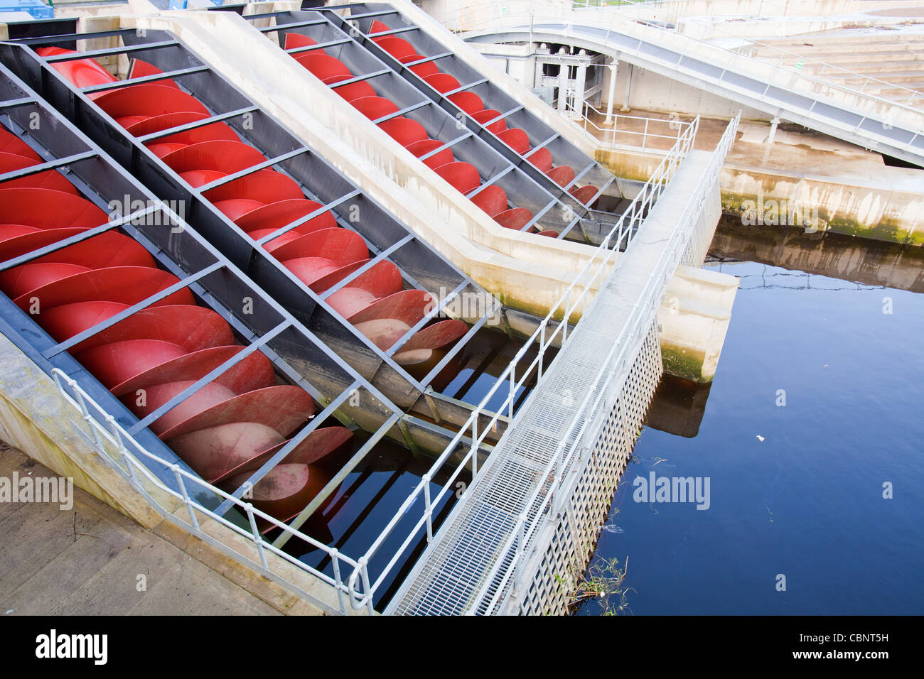 An archimedes screw hydro generator on the Tees barrage in Stockton on ...