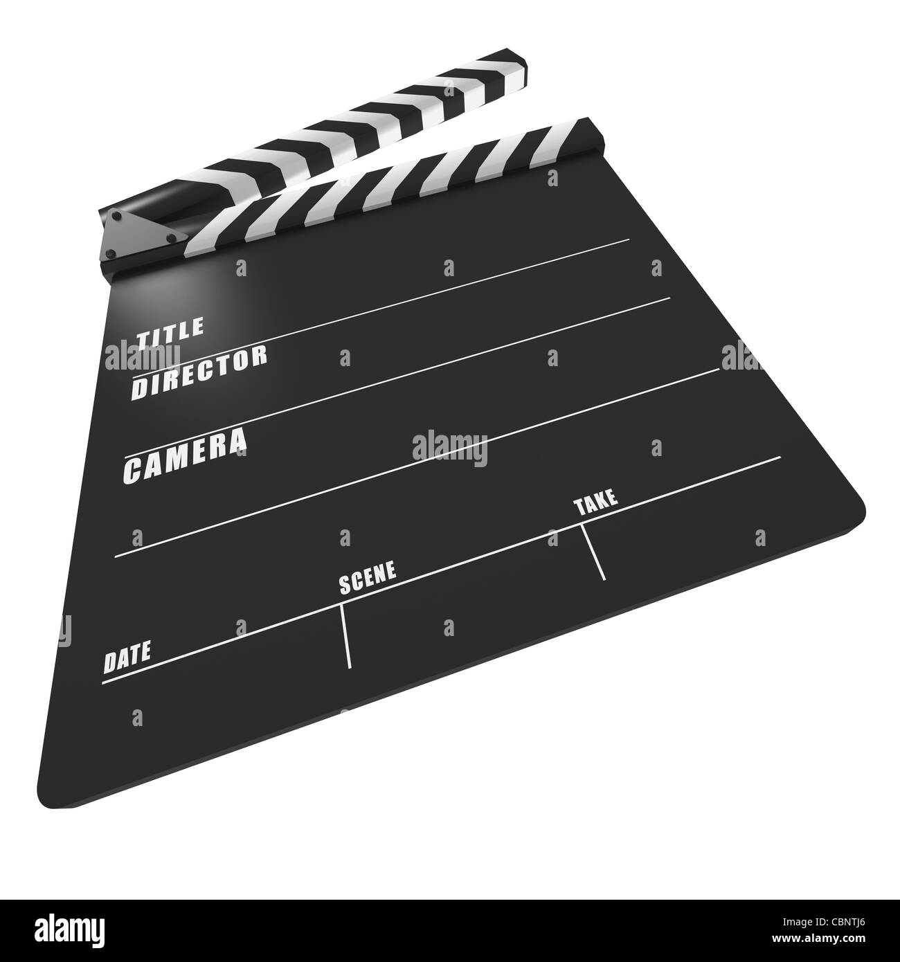 Clapboard or clapper with raised arm on white background Stock Photo ...