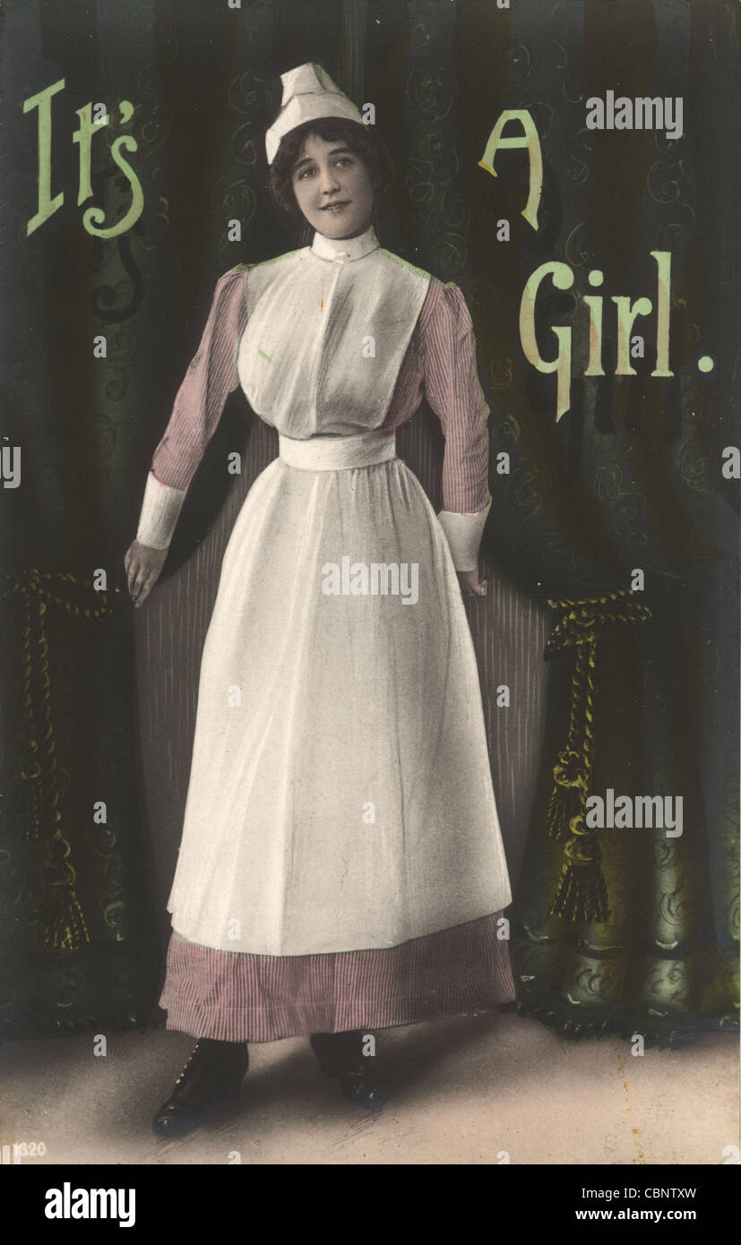 Pretty Nurse Announcing That It's A Girl Stock Photo - Alamy