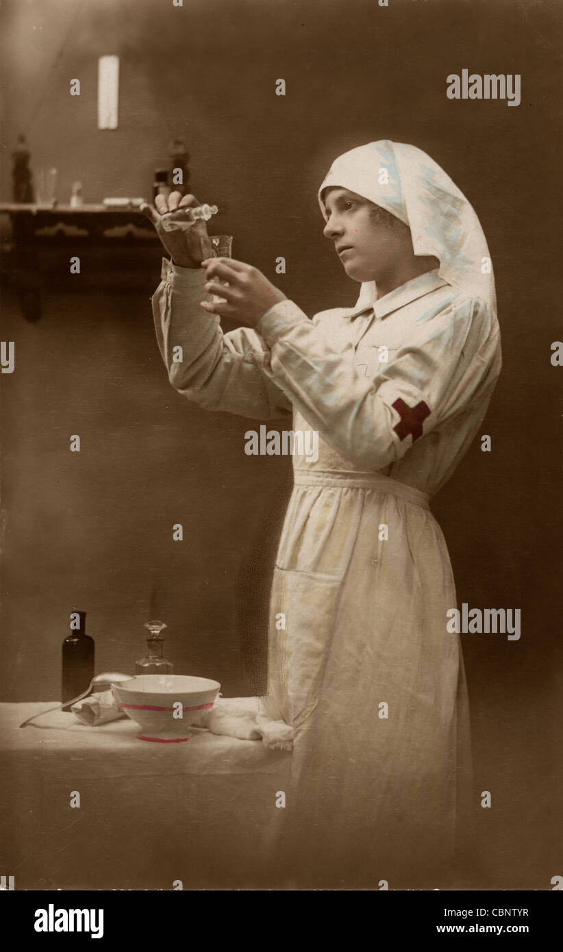 Red Cross Nurse Preparing Medication #2 Stock Photo - Alamy