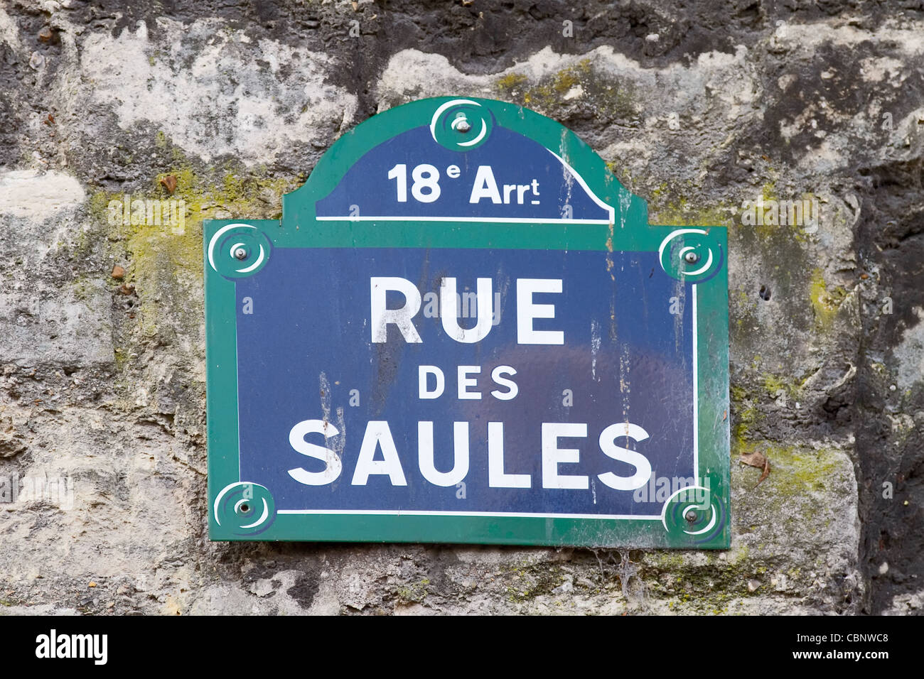 Paris street sign in montmartre hi-res stock photography and images - Alamy