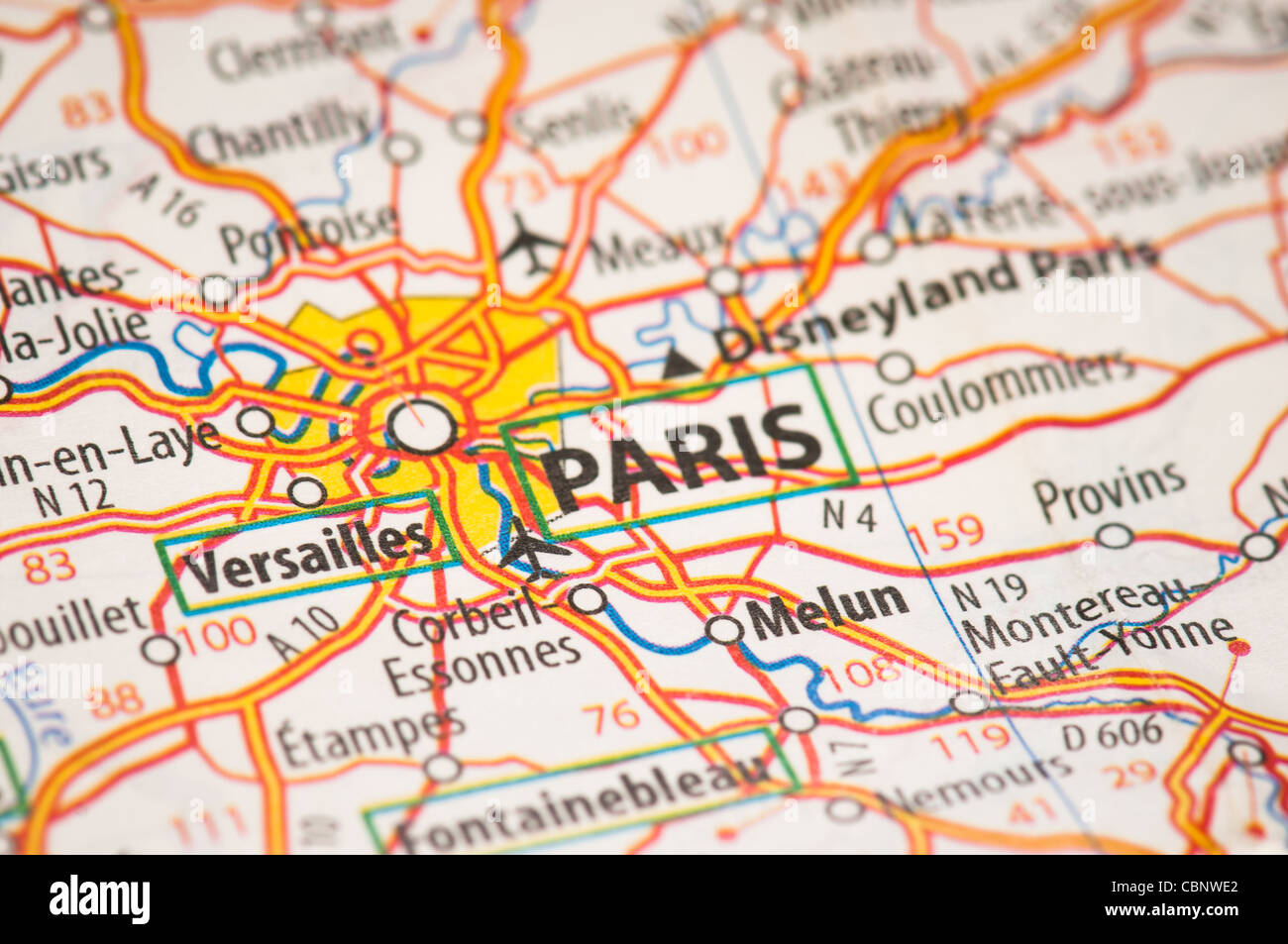 Paris on a map Stock Photo - Alamy