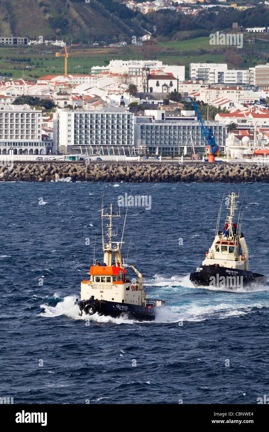 Tug Boats Working Ponta Delgada Azores Stock Photo - Alamy
