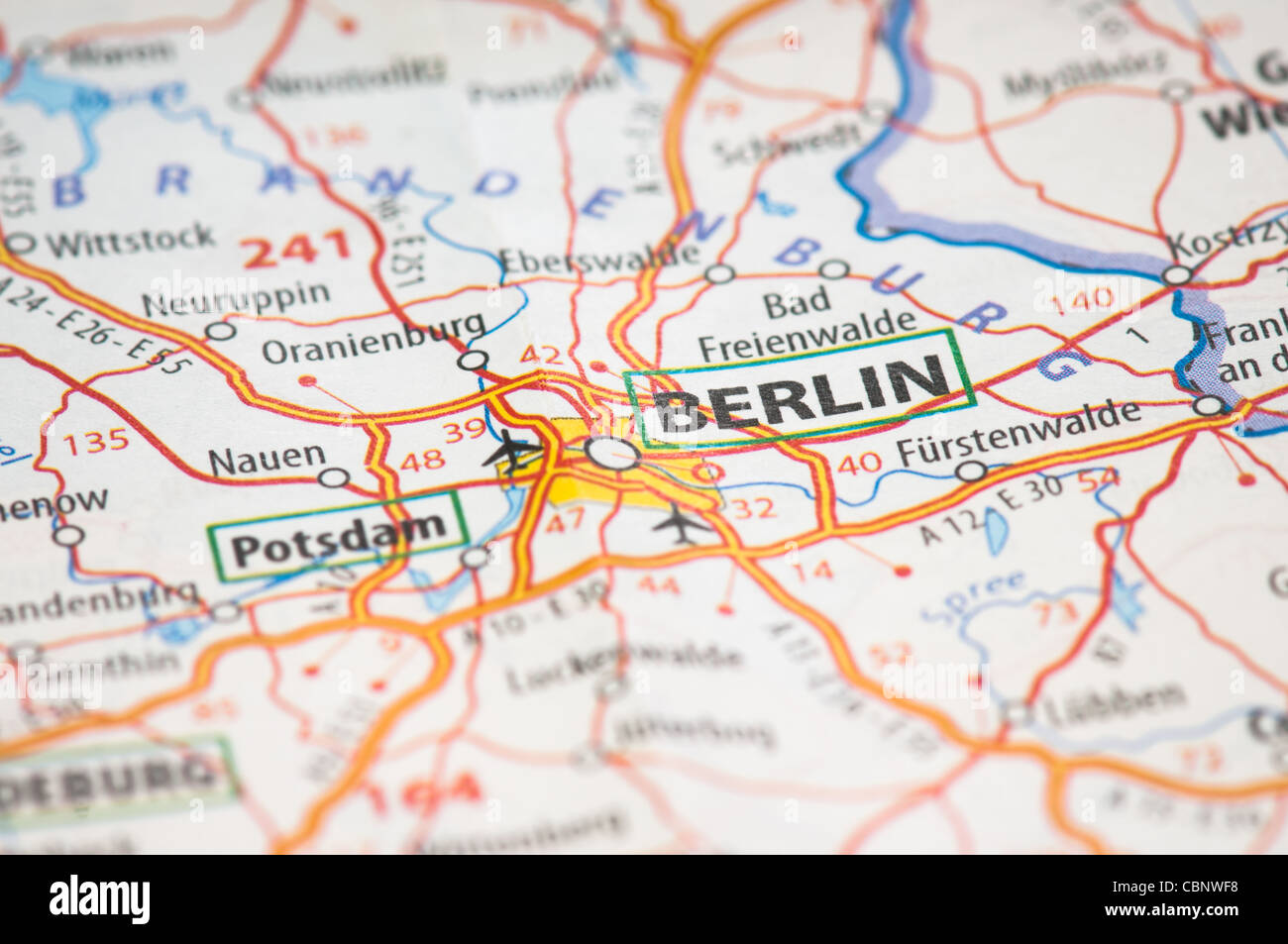 Berlin on a map Stock Photo - Alamy