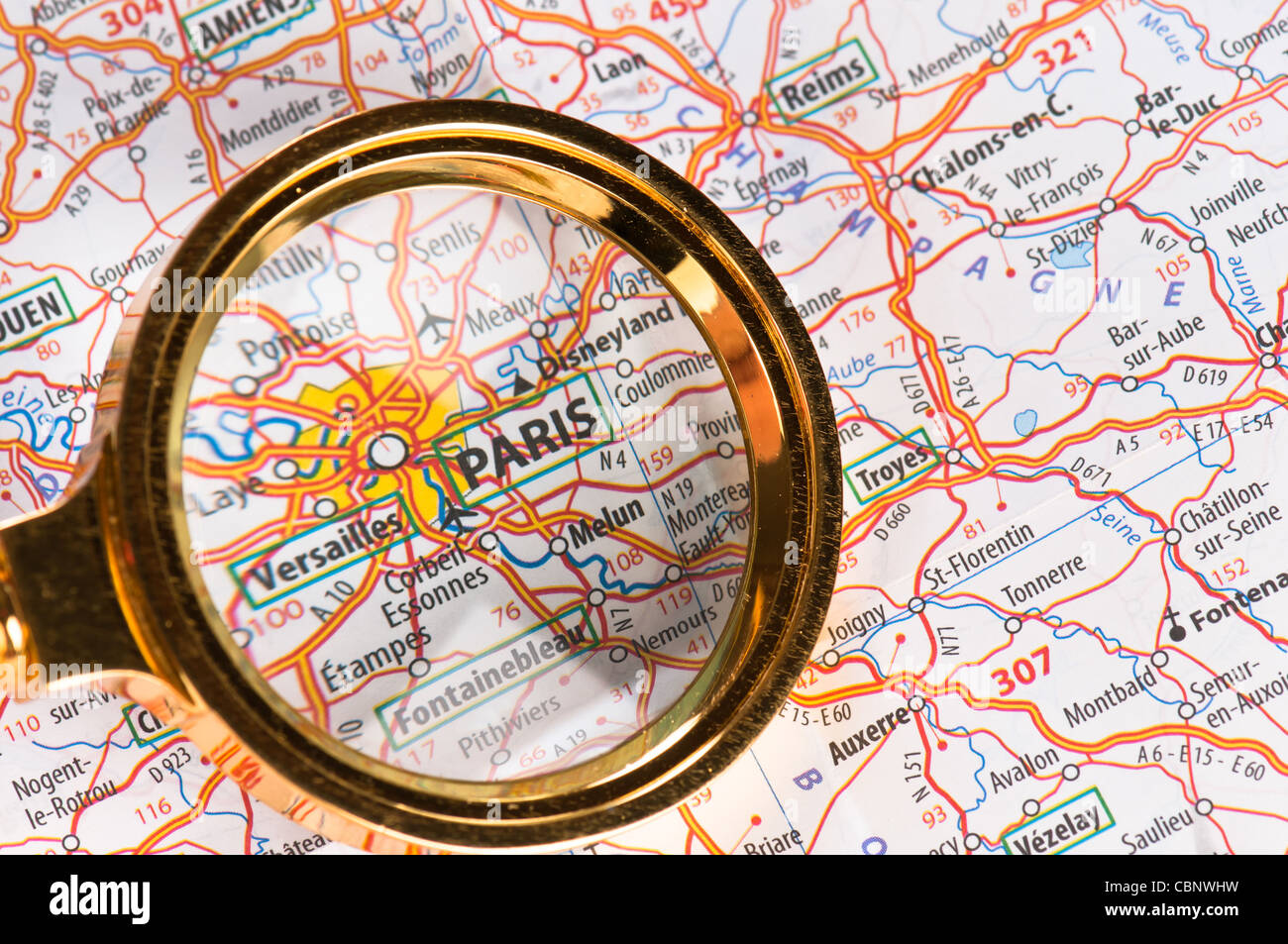 Paris on a map Stock Photo - Alamy